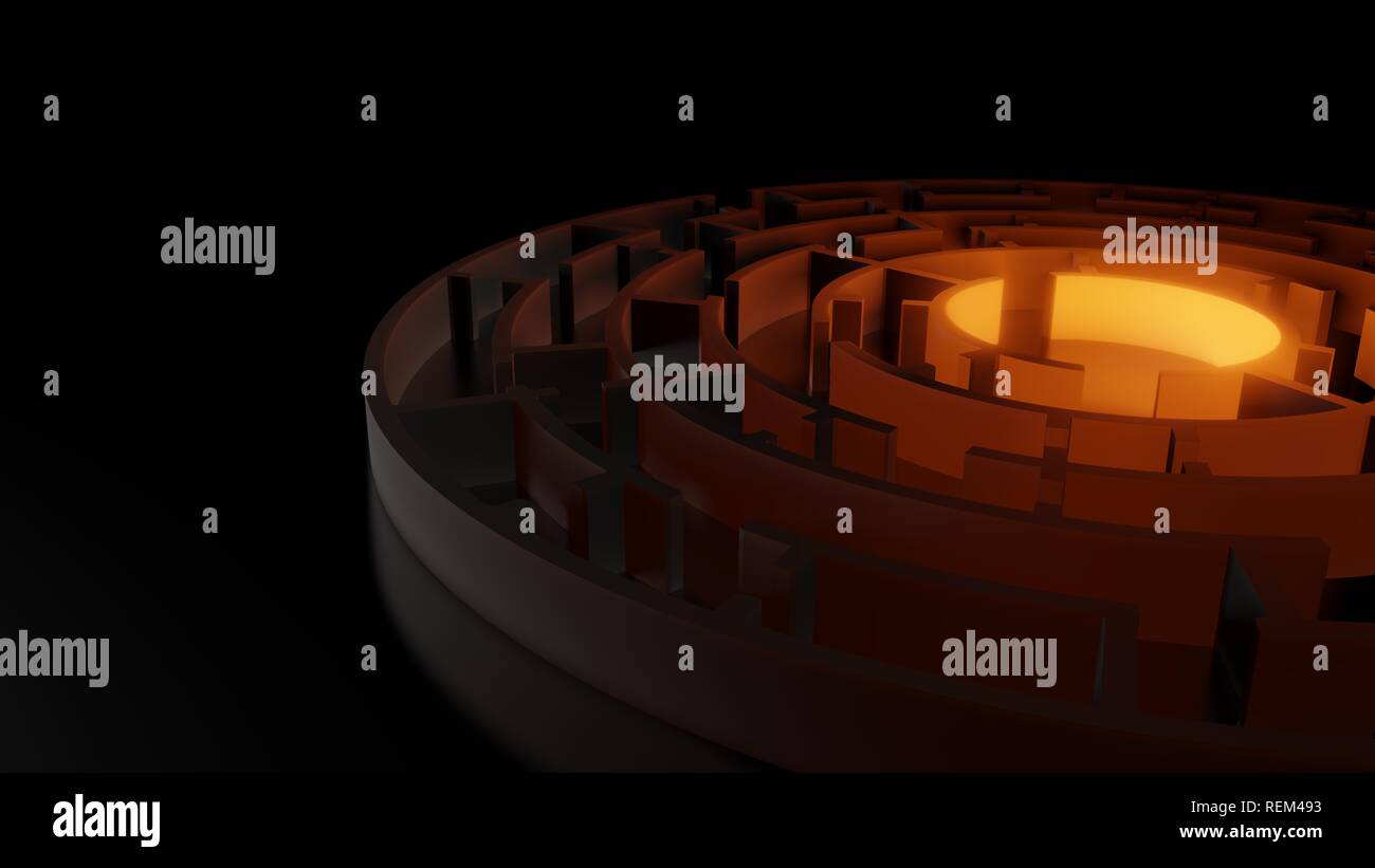 3D circular maze with a bright red flash Stock Photo - Alamy