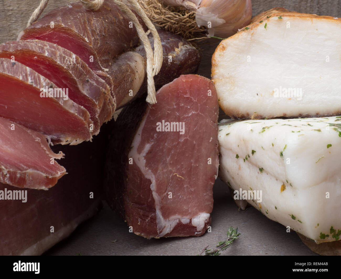 Group smoked ham jerky hi-res stock photography and images - Alamy