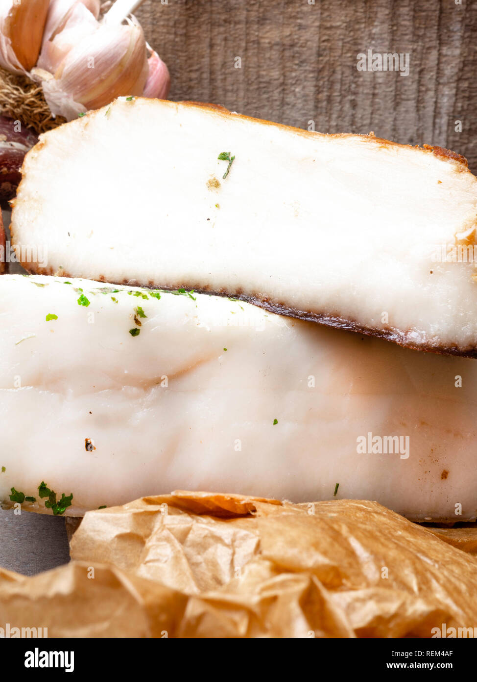 Fresh raw pork lard with spices, protein source Stock Photo - Alamy