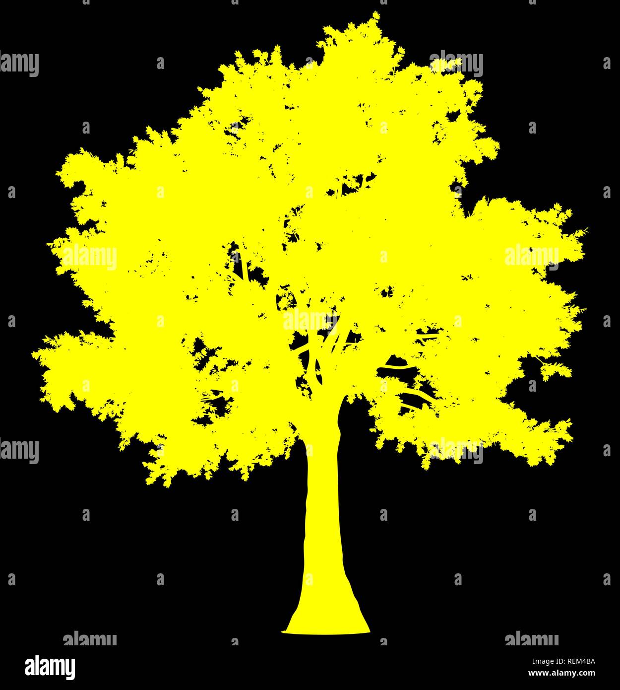 Tree profile silhouette isolated - yellow simple detailed - vector ...