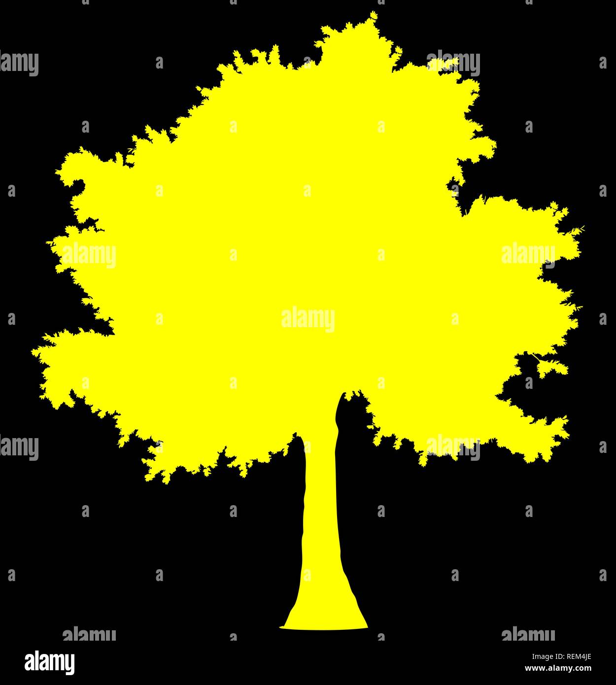 Tree profile silhouette isolated - yellow simple detailed - vector ...