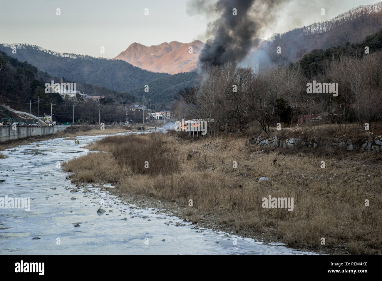 Fire on the countryside Stock Photo - Alamy