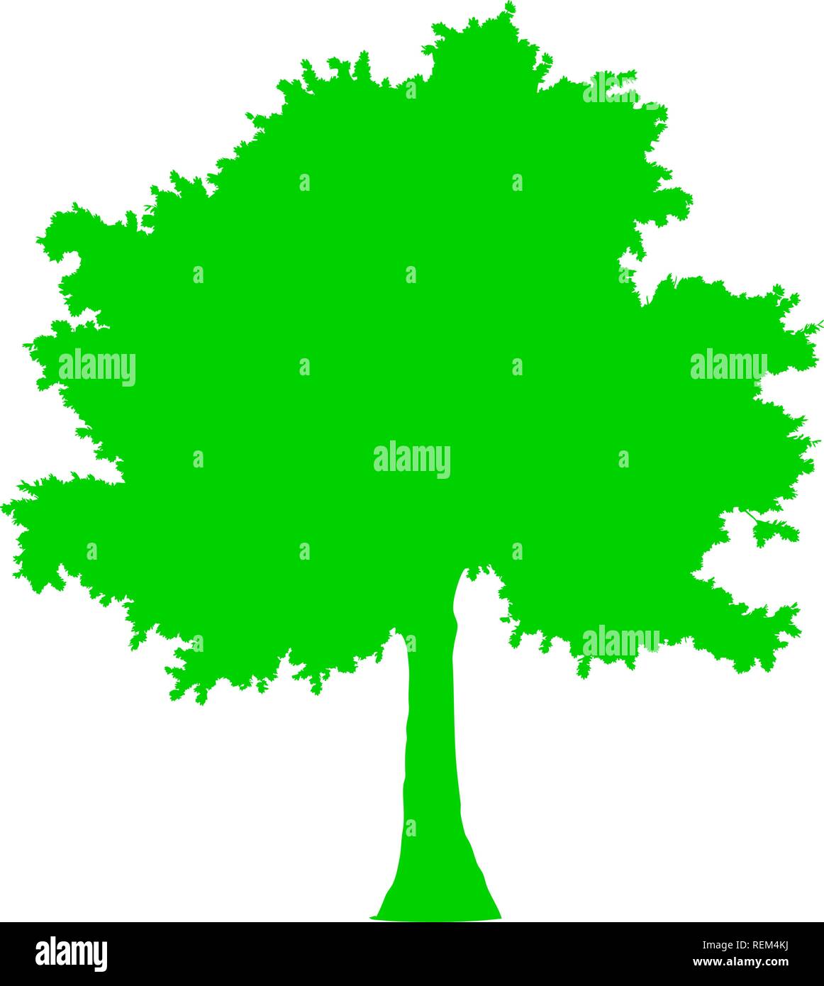 Tree profile silhouette isolated - green simple detailed - vector ...