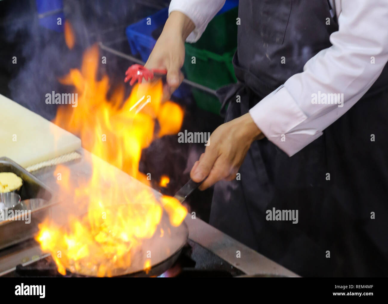 Chef hot oil burn hi-res stock photography and images - Alamy
