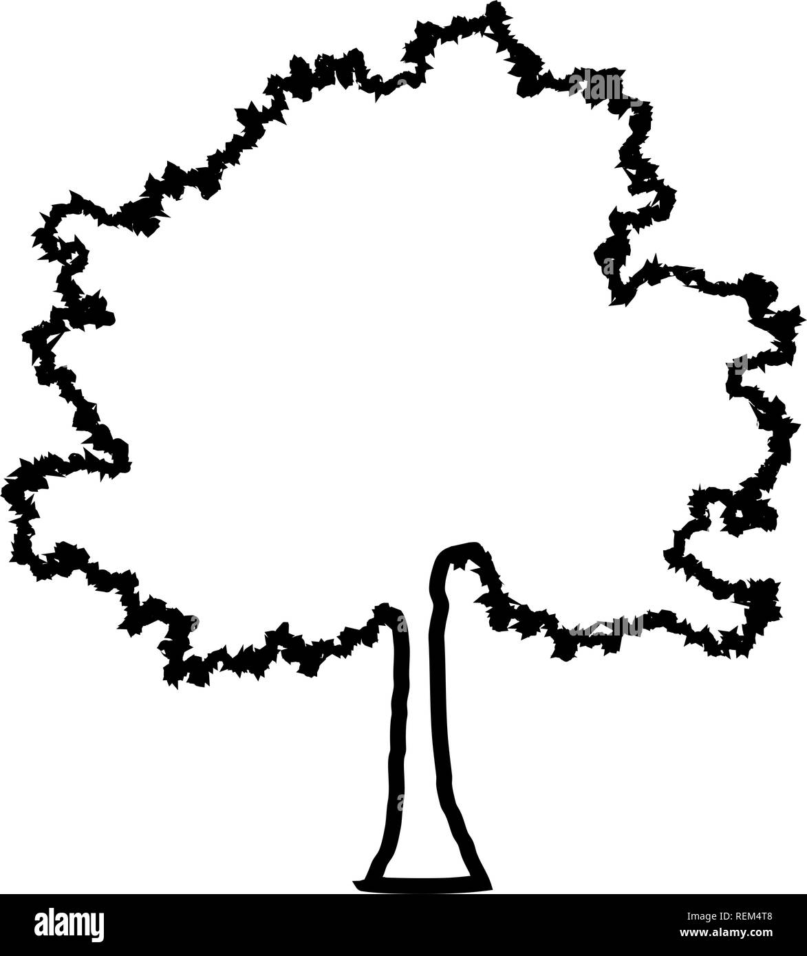 Tree profile silhouette isolated - black outlined detailed - vector ...