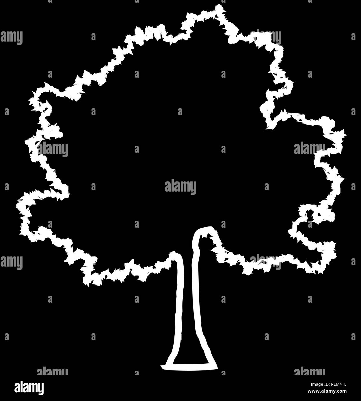 Tree profile silhouette isolated - white outlined detailed - vector ...