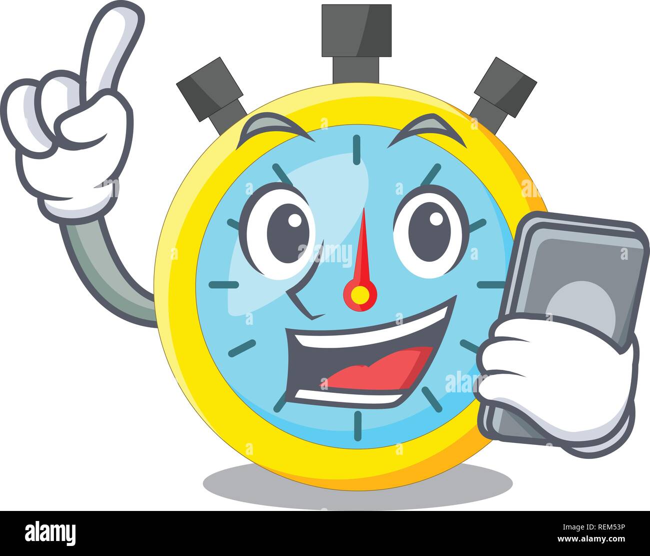 With phone stopwatch in the cartoon shape funny Stock Vector Image ...