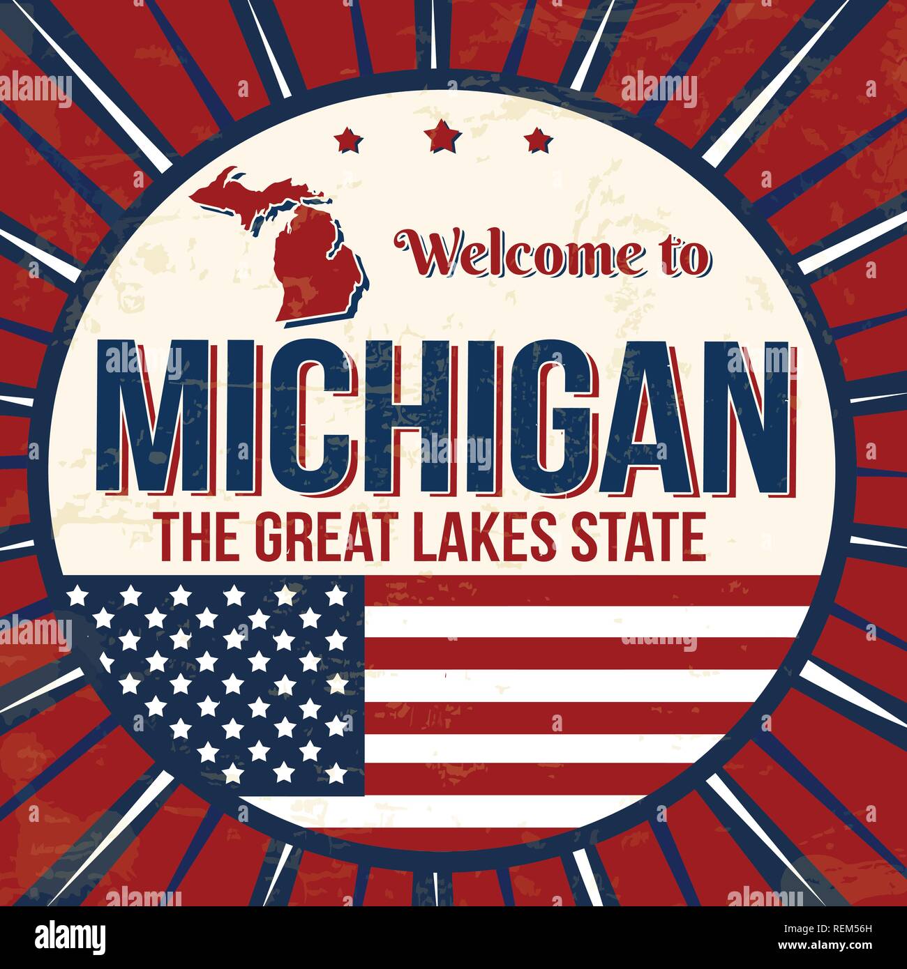 Antique michigan map Stock Vector Images - Alamy