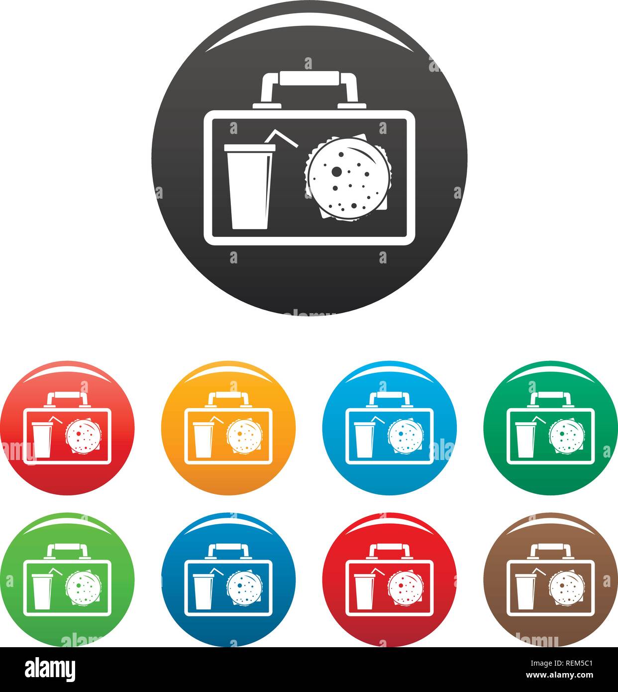 Lunch bag icons set 9 color vector isolated on white for any design ...