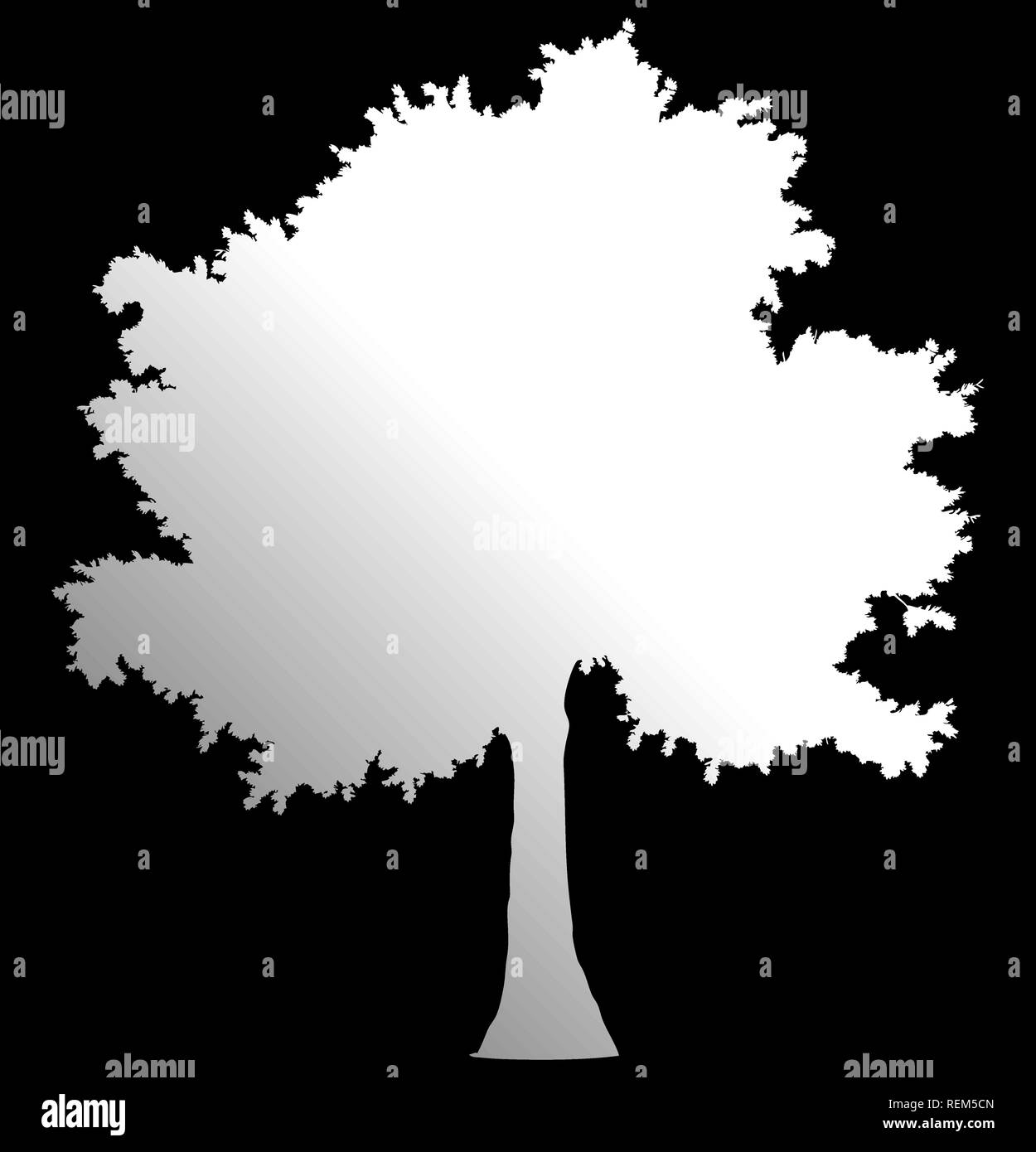 Tree profile silhouette isolated - white gradient detailed - vector ...