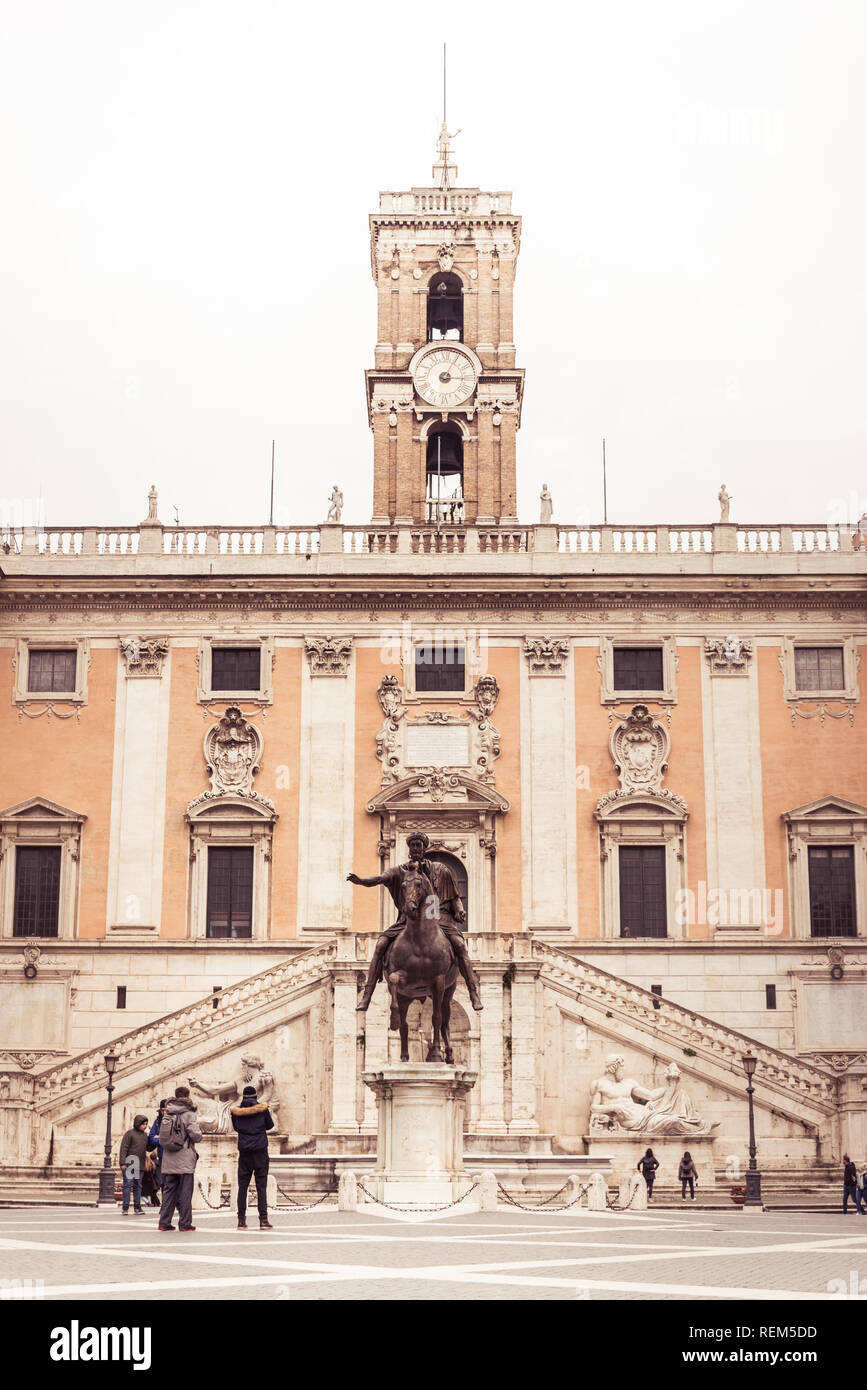 Rome, Italy, December 2018: Capitol Hill in Rome with emperor Marcus ...