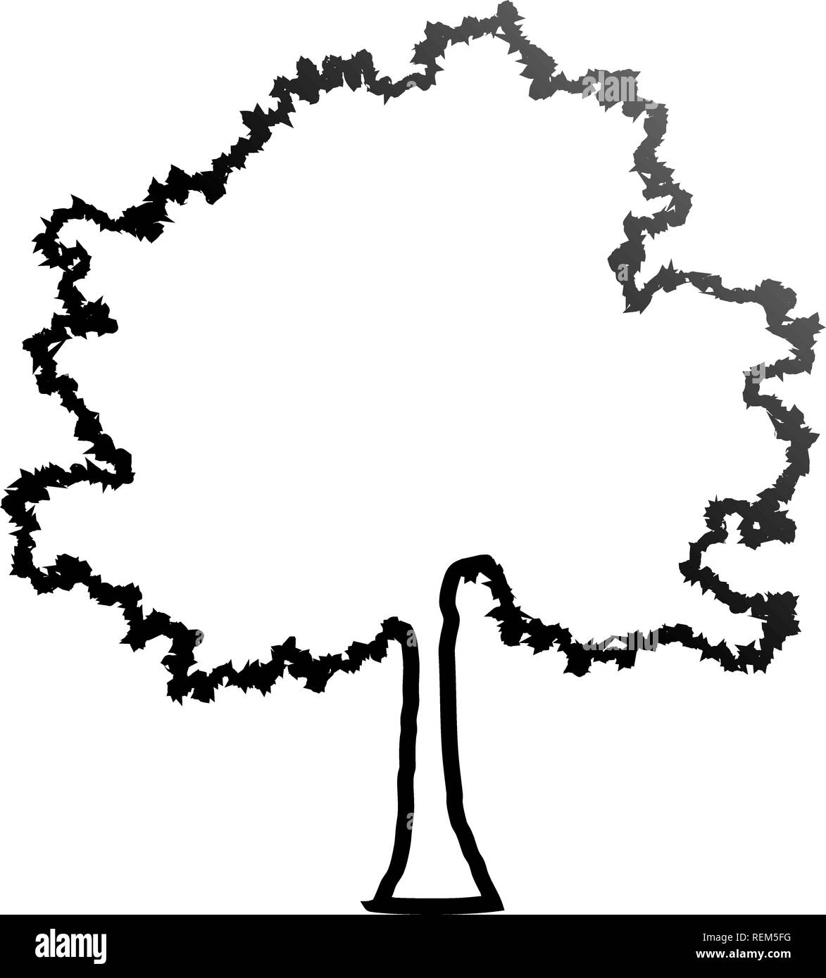 Tree profile silhouette isolated - black outlined gradient detailed ...