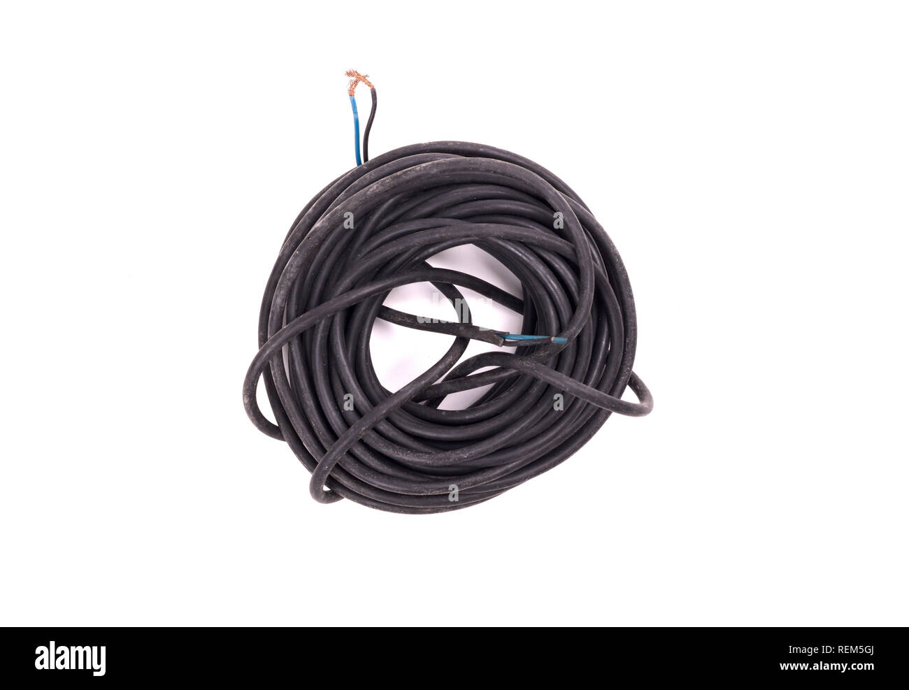 Black wire cable isolated on a white background abstraction Stock Photo ...