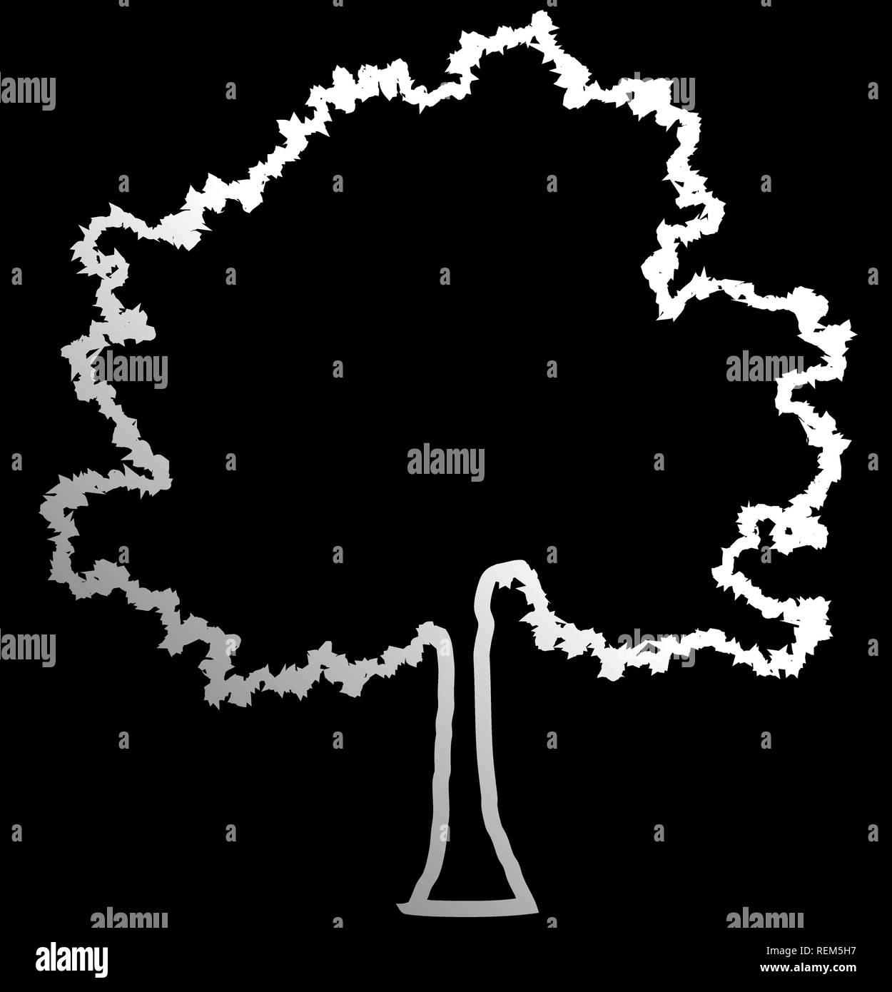 Tree profile silhouette isolated - white outlined gradient detailed ...