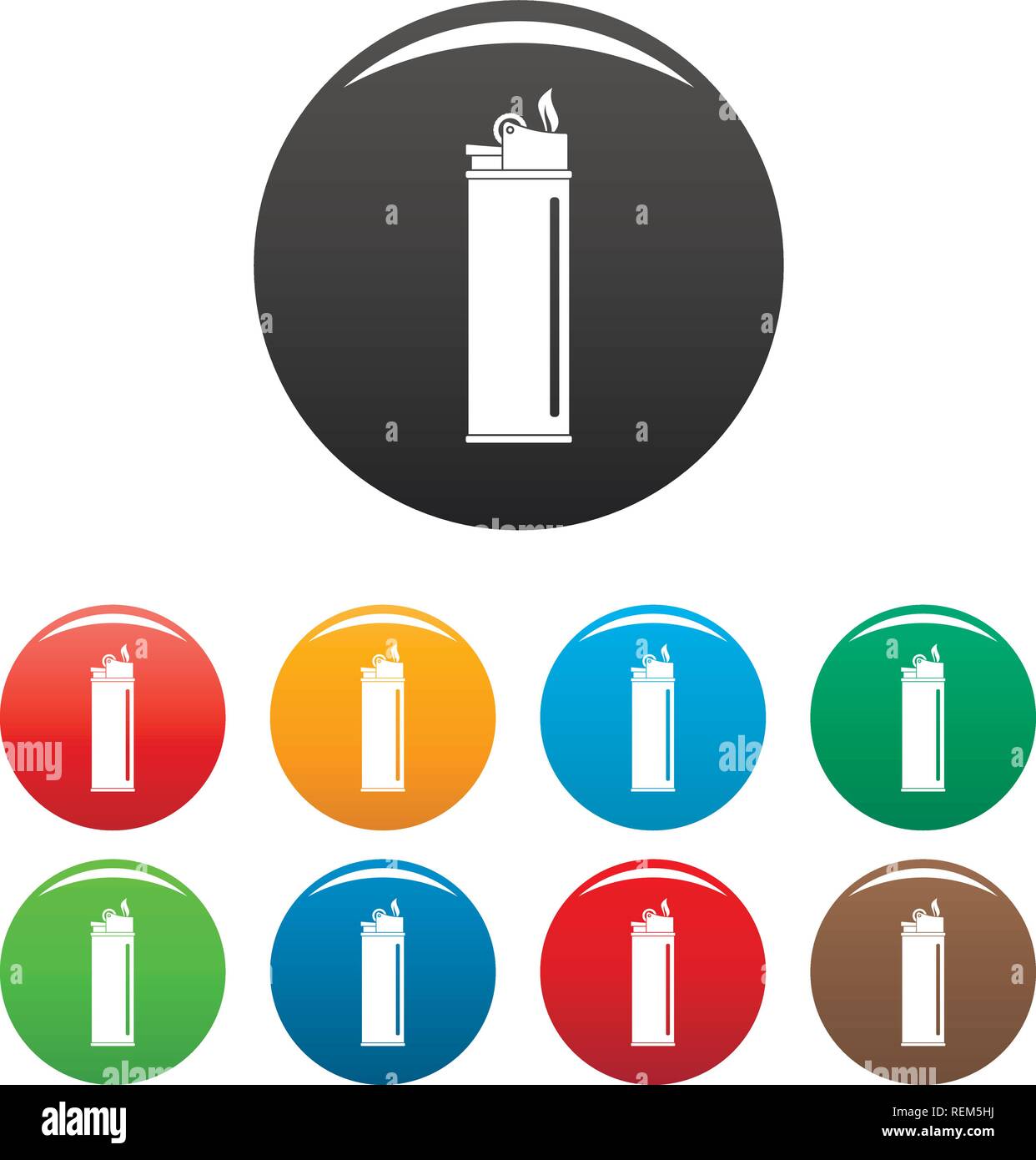 Lighter icons set 9 color vector isolated on white for any design Stock ...
