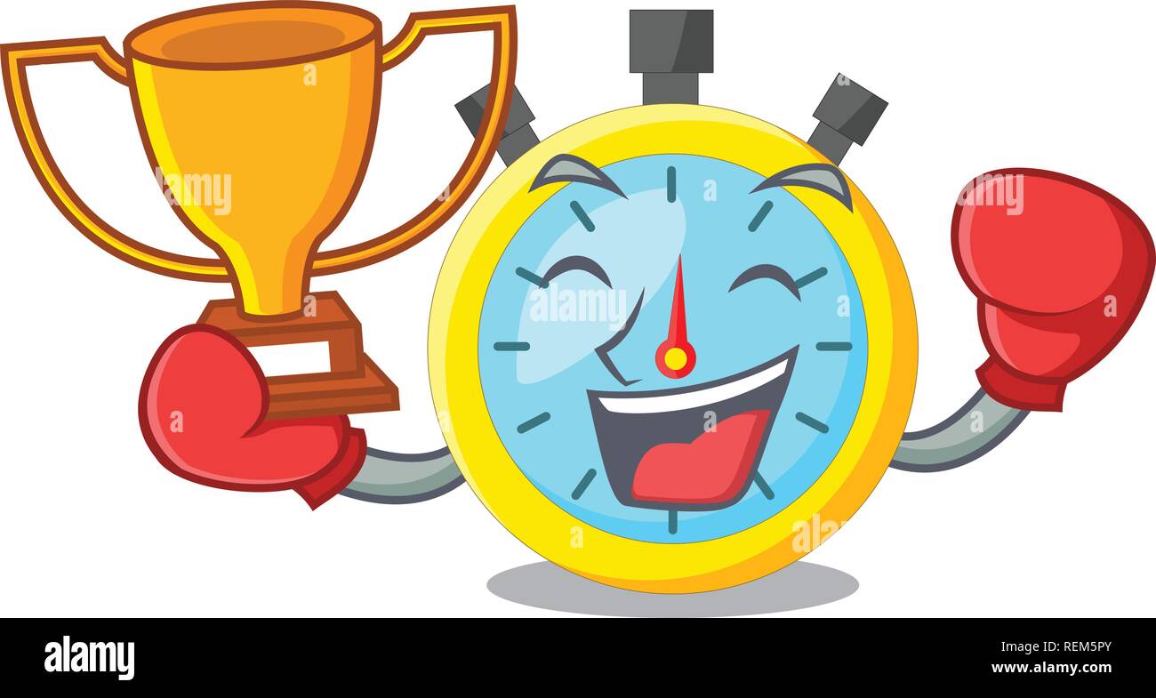 Boxing winner cartoon stopwatch on for the race Stock Vector Image ...