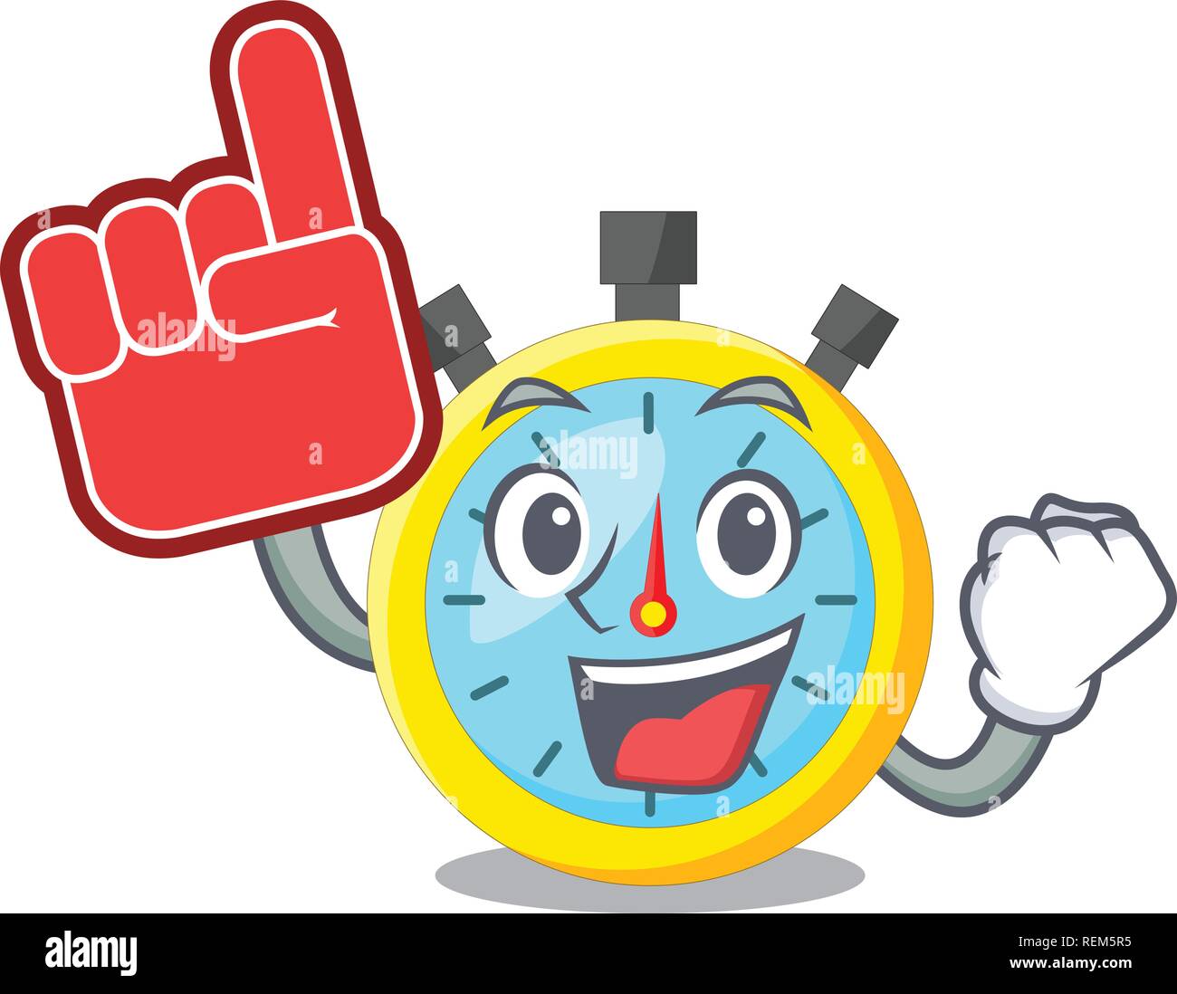Foam finger cartoon stopwatch on for the race Stock Vector Image & Art ...