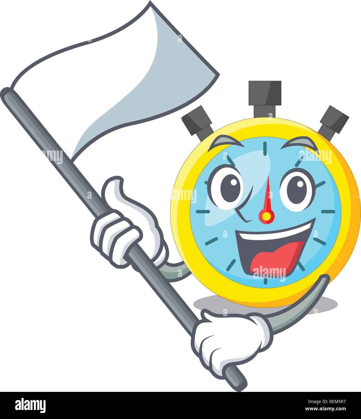 With flag cartoon stopwatch on for the race Stock Vector Image & Art ...