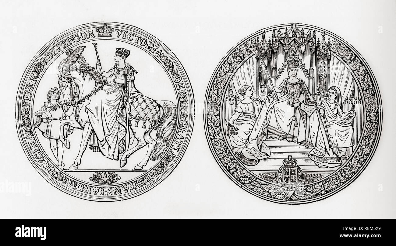 The Great Seal of Queen Victoria of England, bearing the inscription ...