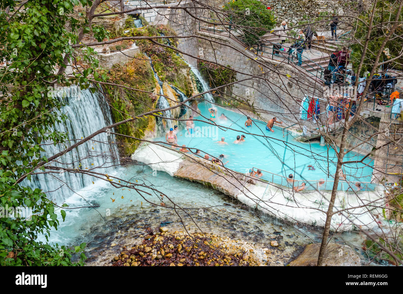 Thermal baths and hot springs in Loutra Pozar near Loutraki.Pella ...