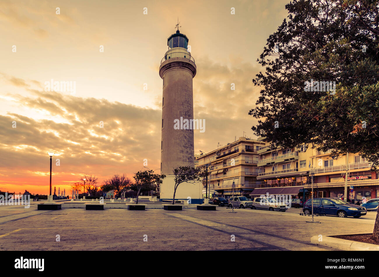 The lighthouse of Alexandroupolis at sunset time Stock Photo - Alamy