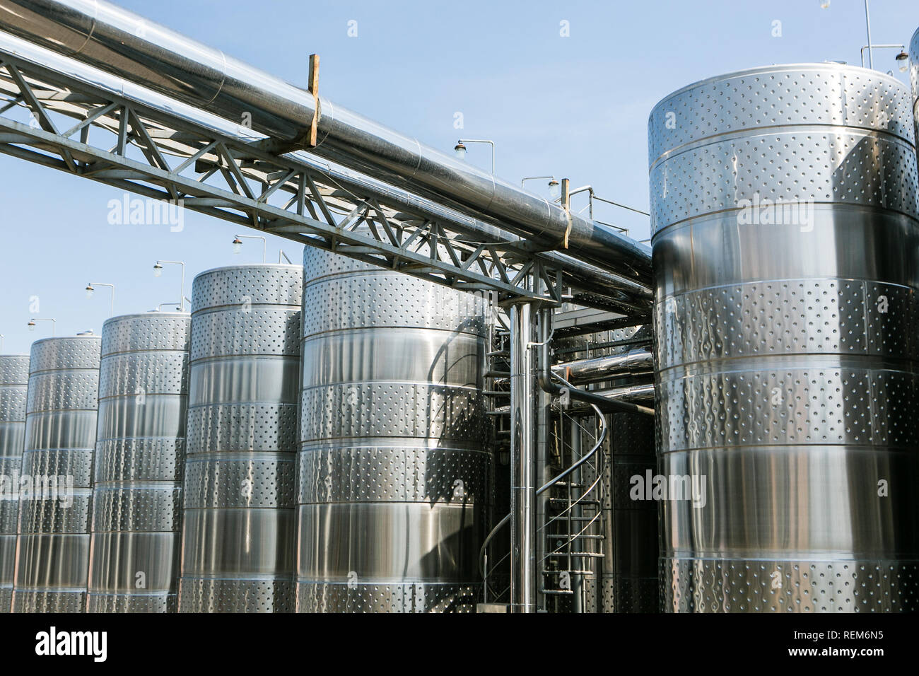 Stainless steel tank at the winery for wine maturation Stock Photo - Alamy