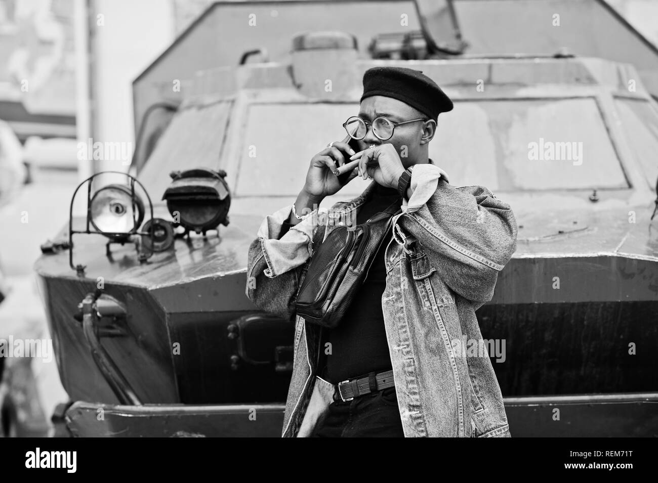 Urban man speaking on Black and White Stock Photos & Images - Alamy