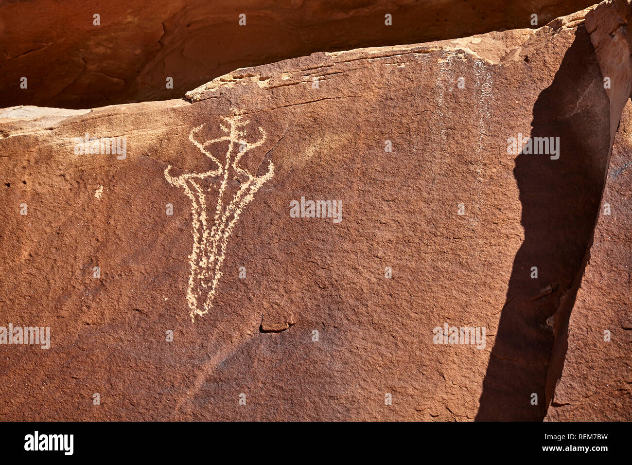 Ute indian petroglyphs, Arches National Park, nr Moab, Utah, USA Stock ...