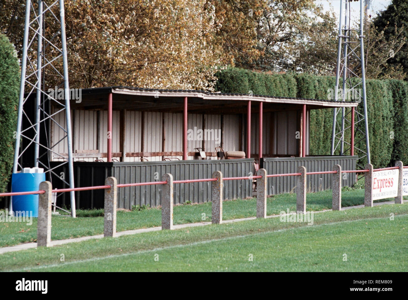 Small covered area at Diss Town FC Football Ground, Brewers Green Lane ...