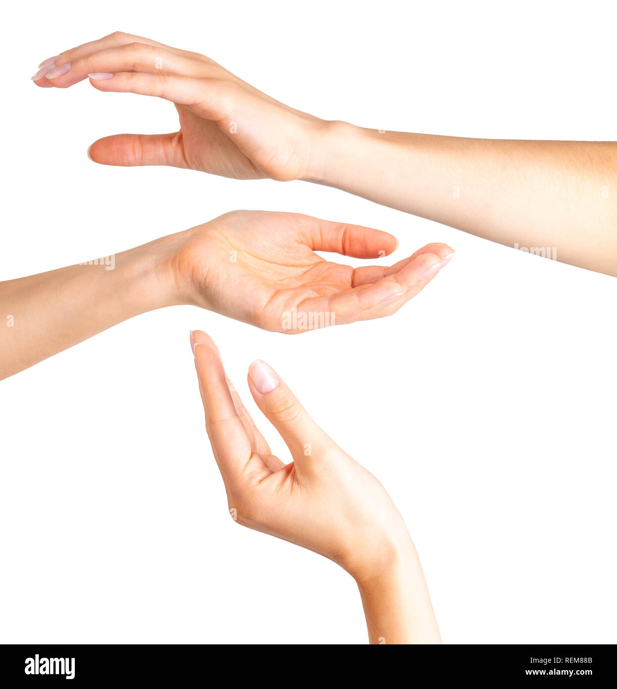 Set of women hands taking or showing something Stock Photo - Alamy