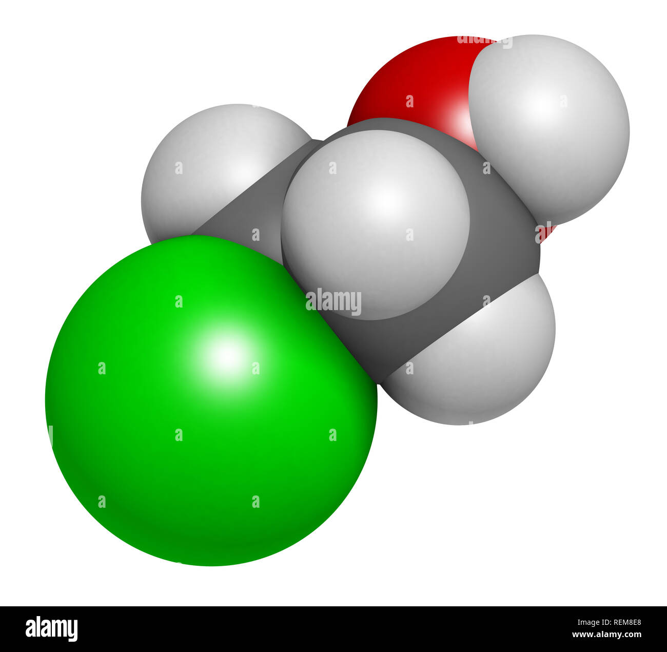 Ethylene chlorohydrin molecule. Side product formed during ethylene ...