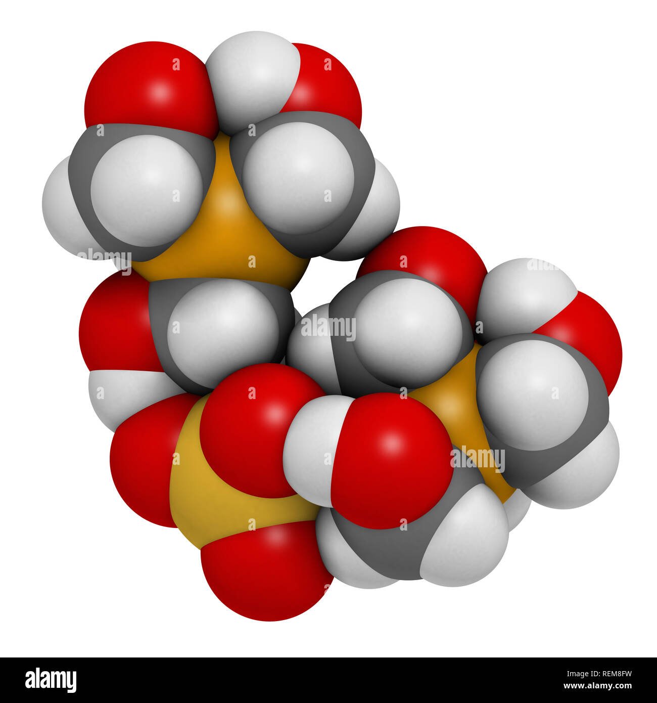 tetrakis(hydroxymethyl)phosphonium sulfate (THPS) biocide molecule. 3D ...