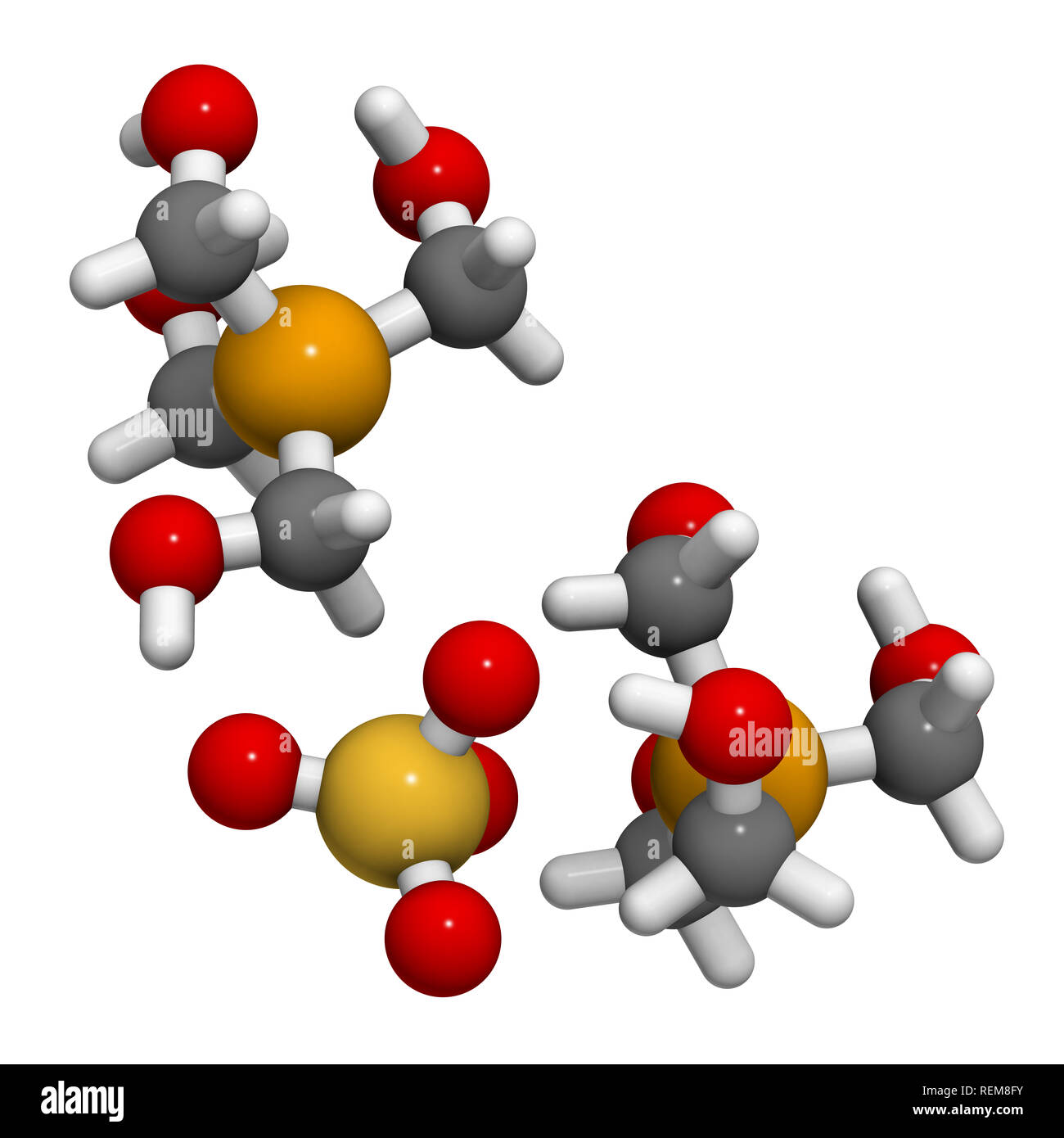 tetrakis(hydroxymethyl)phosphonium sulfate (THPS) biocide molecule. 3D ...