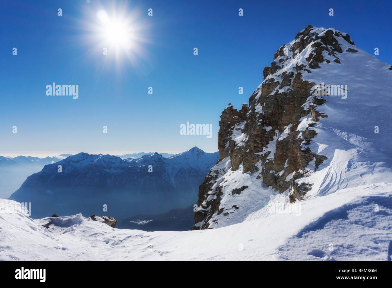 Mountain peak and snow panorama in San Domenico di Varzo, Piedmont ...