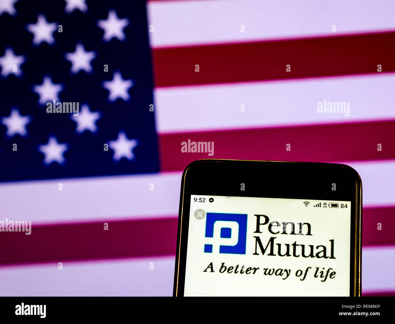 Penn Mutual Life insurance company logo seen displayed on a smart phone ...