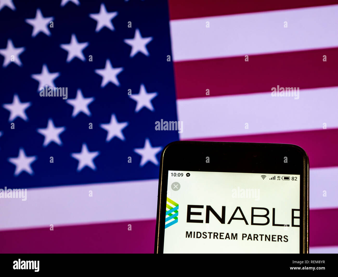 Enable Midstream Partners Company logo seen displayed on a smart phone ...