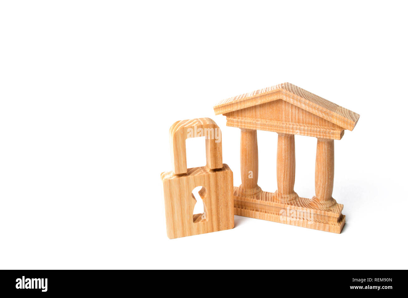 An ancient building and a lock. Protection from the falsification of ...