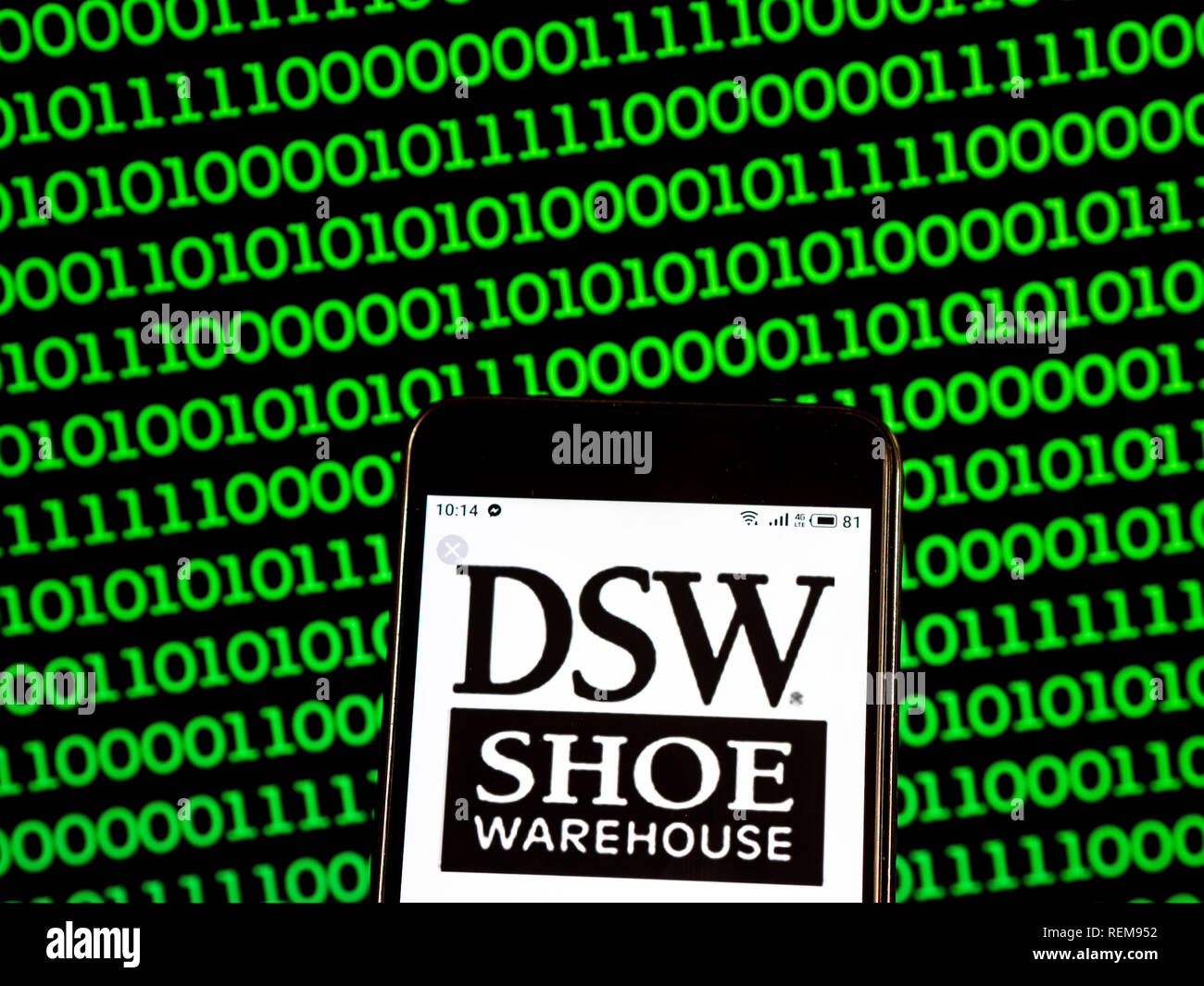 DSW, Inc. Footwear retail company logo seen displayed on a smart phone ...