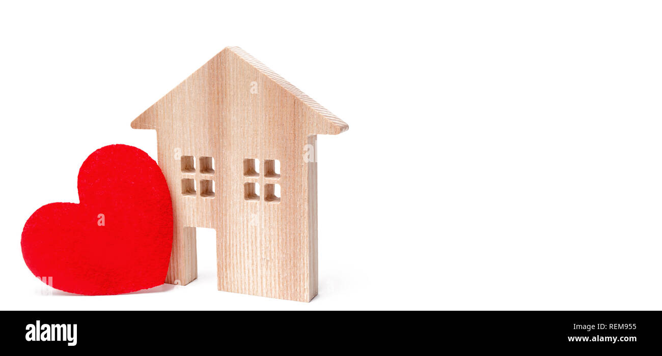 House with a red heart on an isolated white background. House of lovers ...