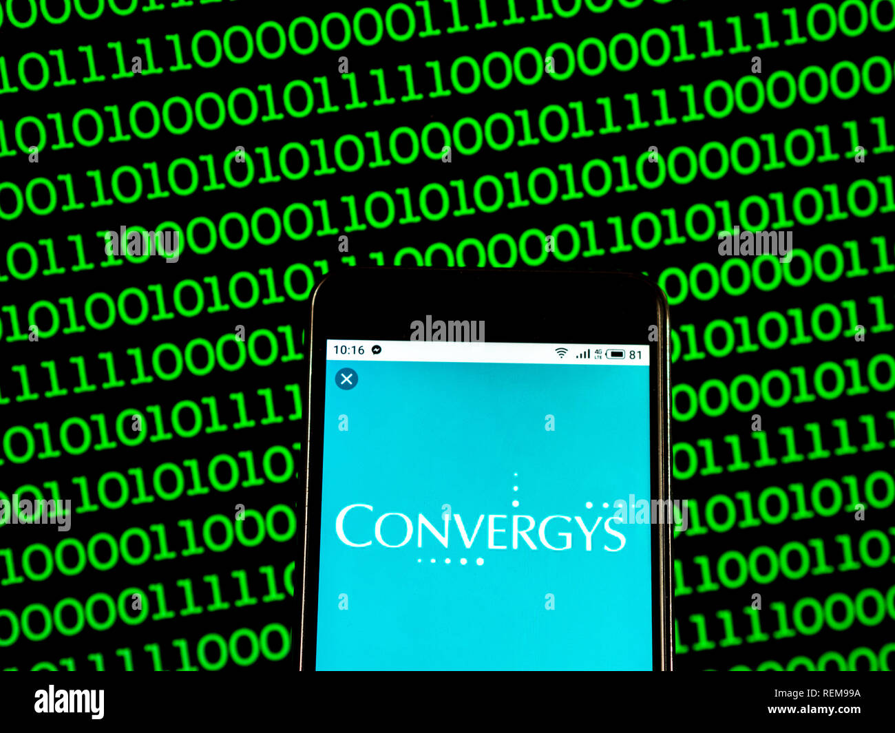 Convergys Information management company logo seen displayed on a smart ...