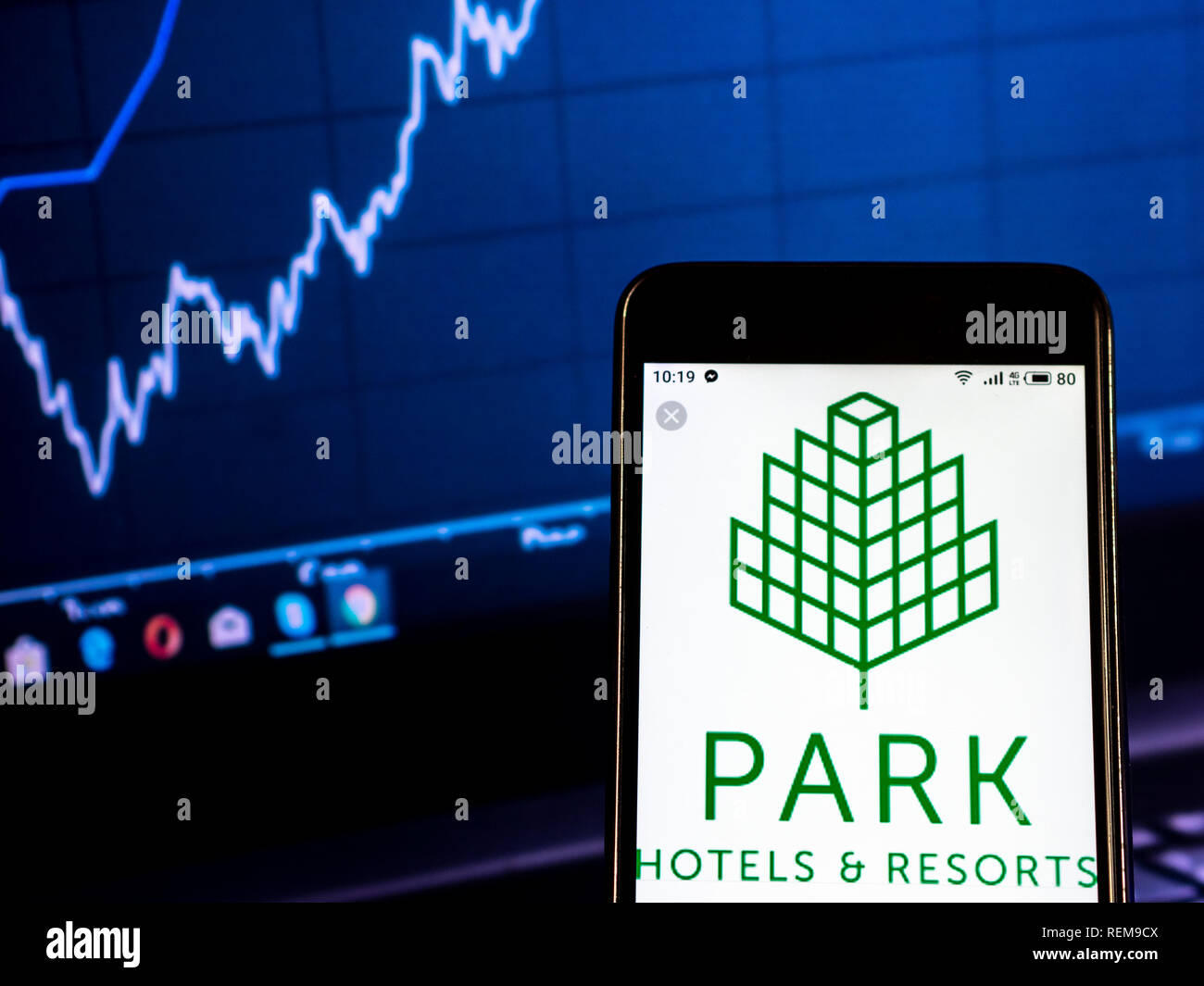 Park Hotels & Resorts Real estate company logo seen displayed on a ...