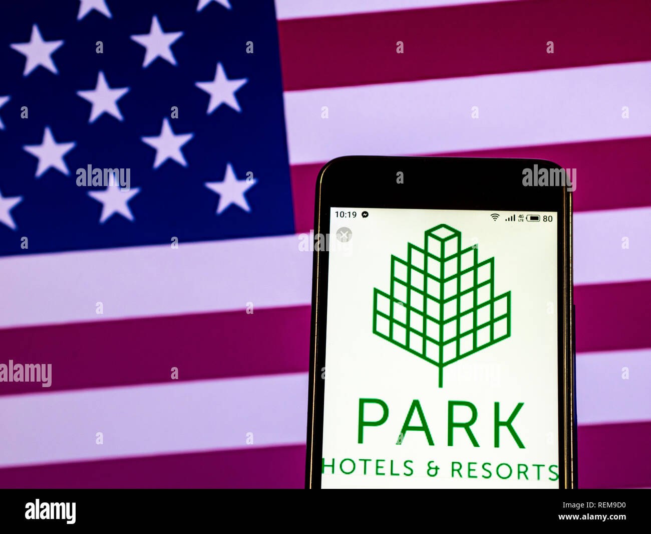 Park Hotels & Resorts Real estate company logo seen displayed on a ...