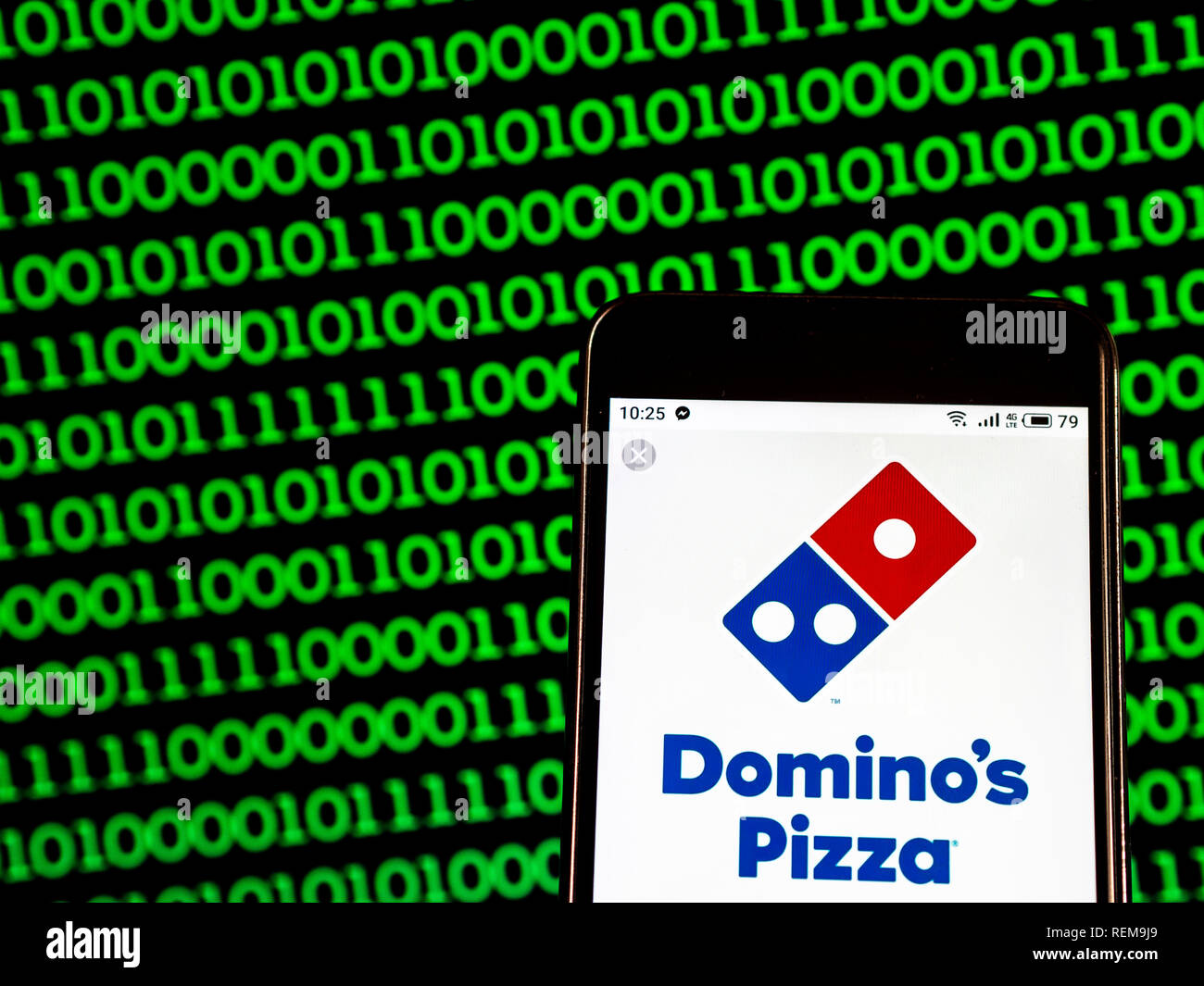 Domino's Pizza Restaurant company logo seen displayed on a smart phone ...