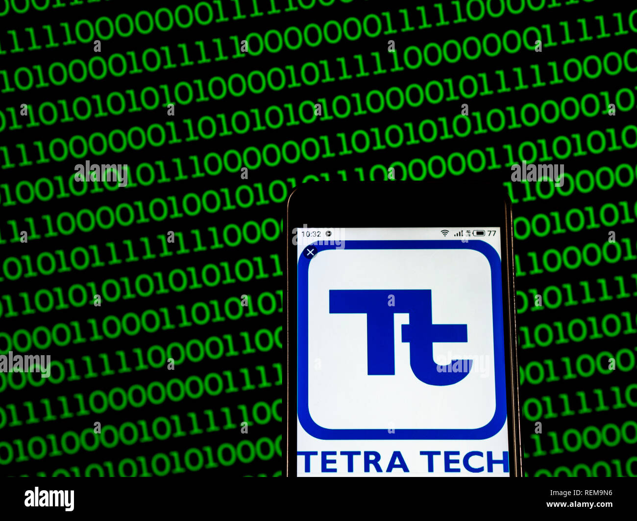 Tetra Tech Engineering services company logo seen displayed on a smart ...
