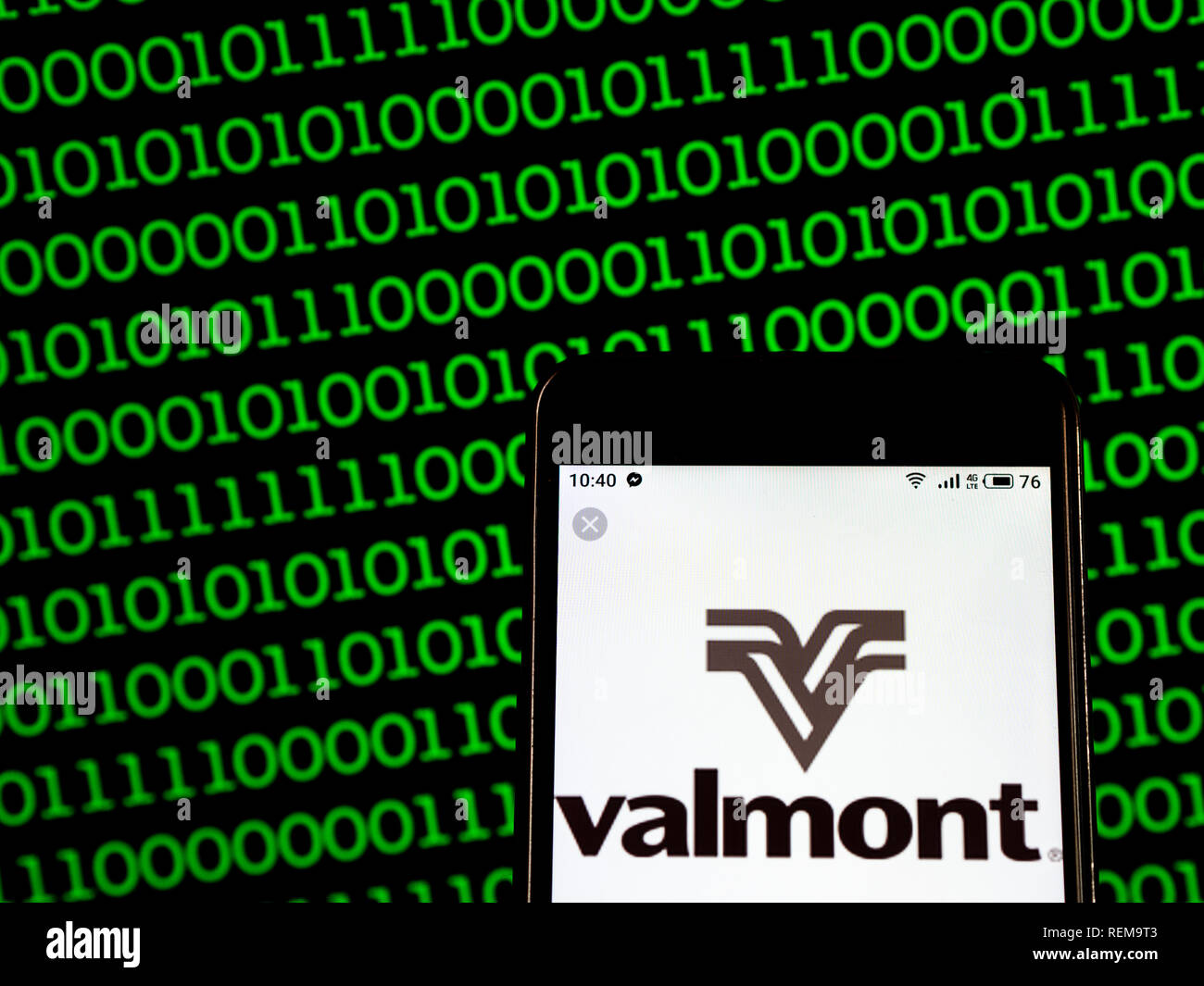Valmont Industries Manufacturing company logo seen displayed on a smart ...