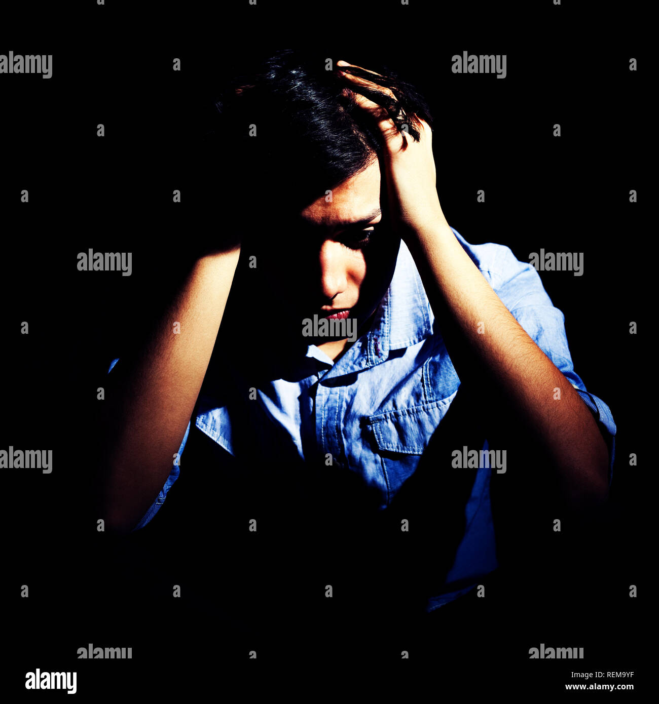 Portrait of a depressed man Stock Photo - Alamy