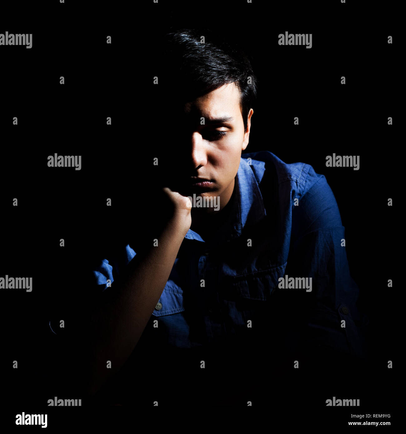 Portrait of a depressed man Stock Photo - Alamy