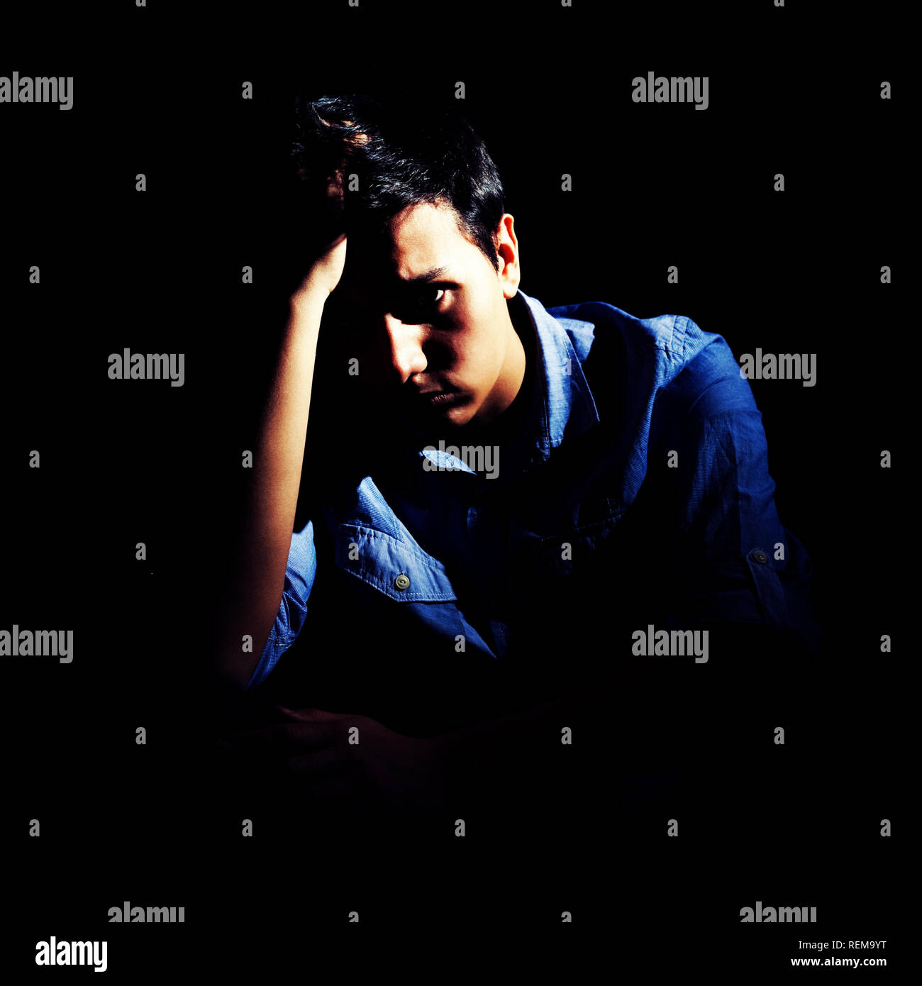 Portrait of a depressed man Stock Photo - Alamy