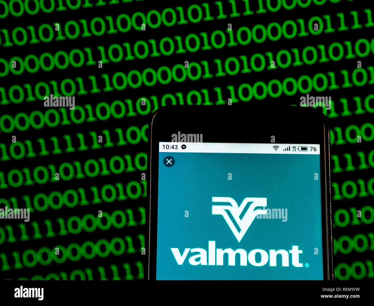 Valmont Industries Manufacturing company logo seen displayed on a smart ...
