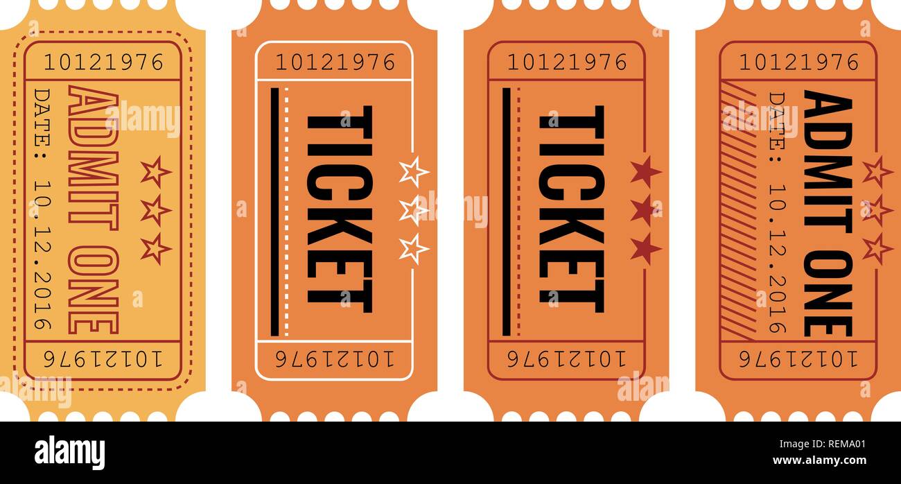 Vector set. Vintage paper admit one and ticket samples icon Stock ...